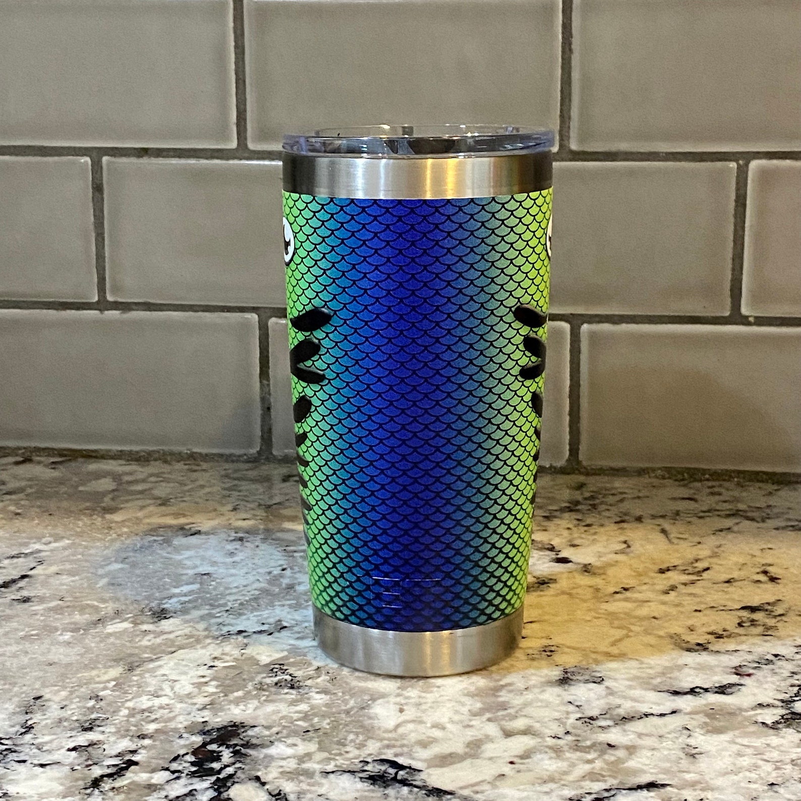Yeti 20 Oz Fish Lure Tumbler Bright Blue Full Wrap - UV Printed ...