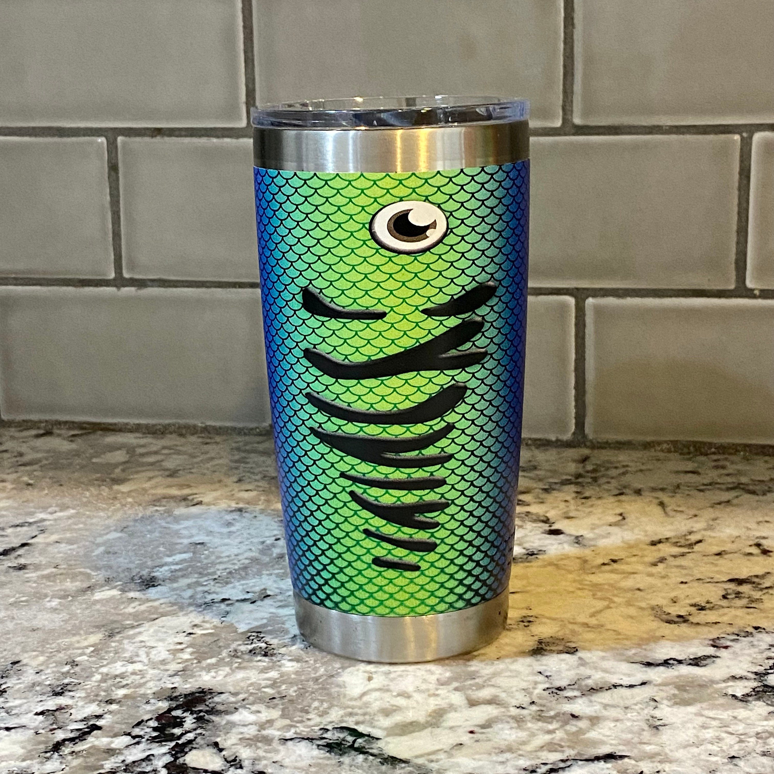 Yeti 20 Oz Fish Lure Tumbler Bright Blue Full Wrap - UV Printed ...
