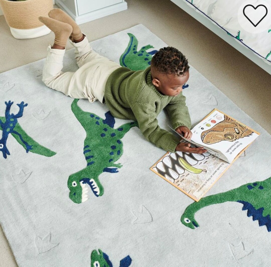 Dinosaur Rug for Nursery Hand Tufted Wool Rug Boys Bedroom - Etsy UK