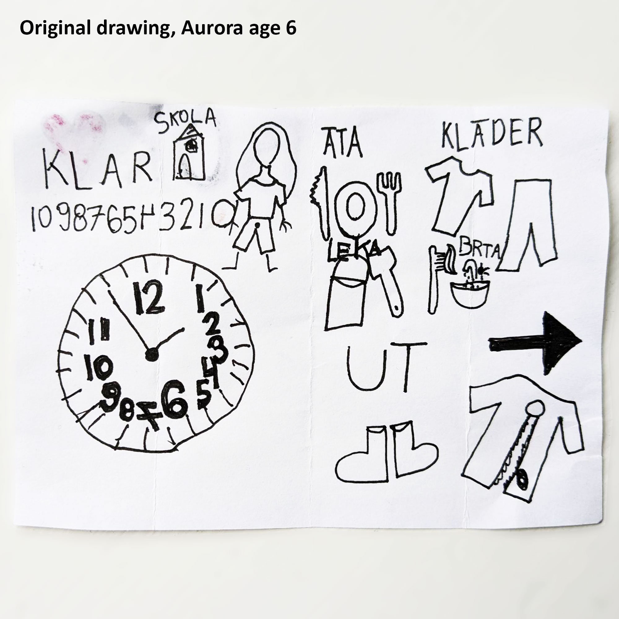 Modern Black and White Busy Schedule Clock Drawing Poster Printable ...