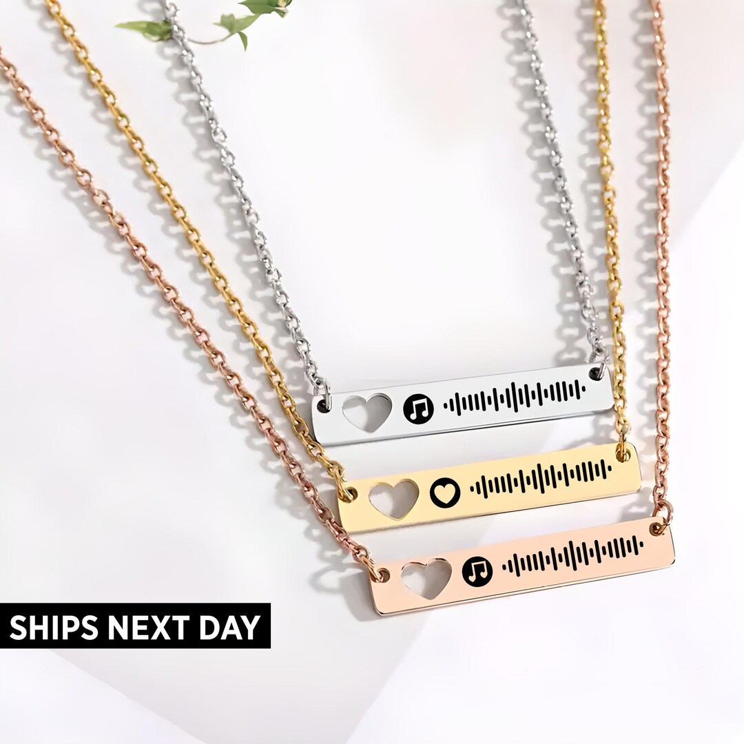 Spotify Music Code Necklace, Custom Engraved QR Songs Hearth Bar ...