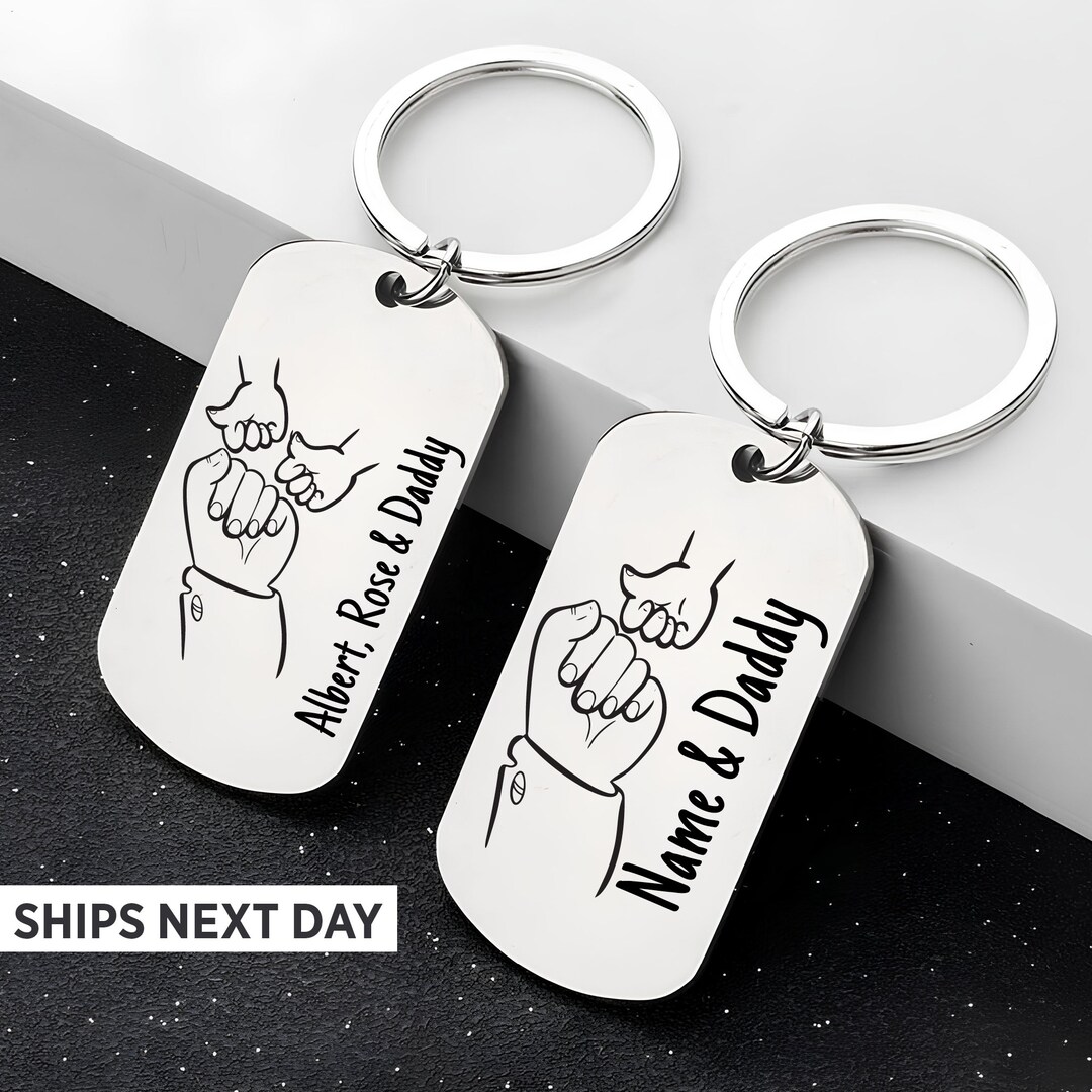 First Bump With Daddy, First Bump With Paw, Daddy Gift Keyring ...