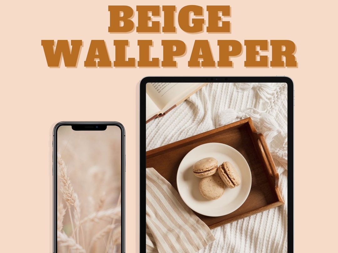 Beige Wallpaper Set Aesthetic Wallpaper - Etsy