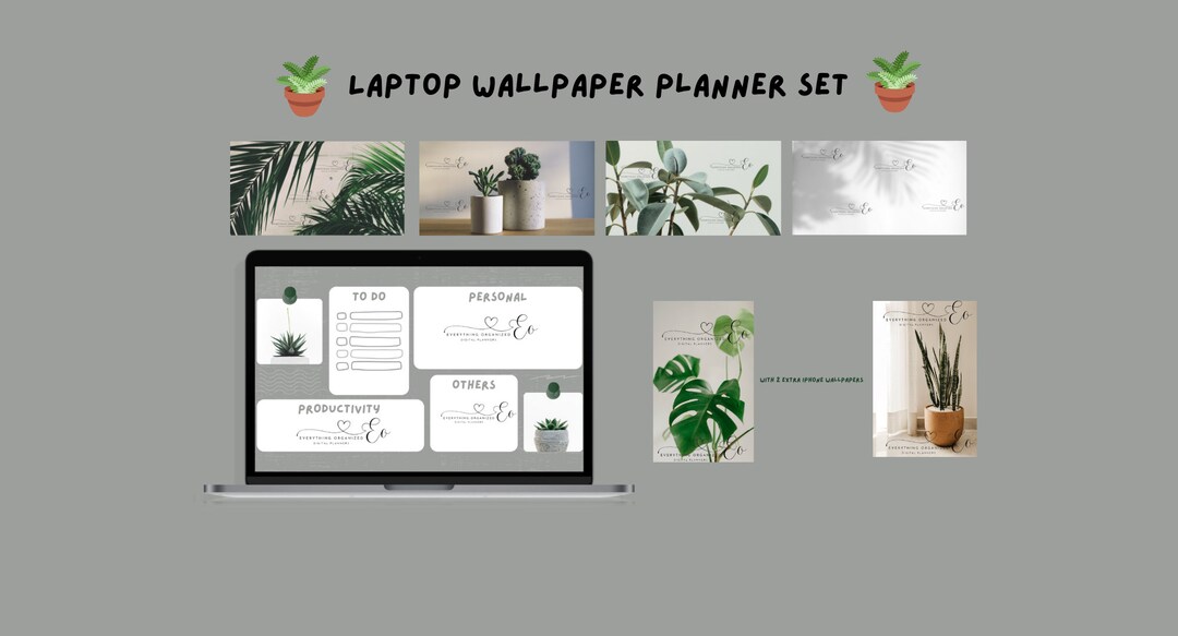 Laptop Planner Wallpaper | Aesthetic Laptop Wallpaper Set - Etsy