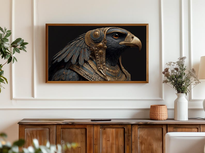Ancient Egyptian Samsung Frame TV Art, Falcon Horus Bust Digital Art ...