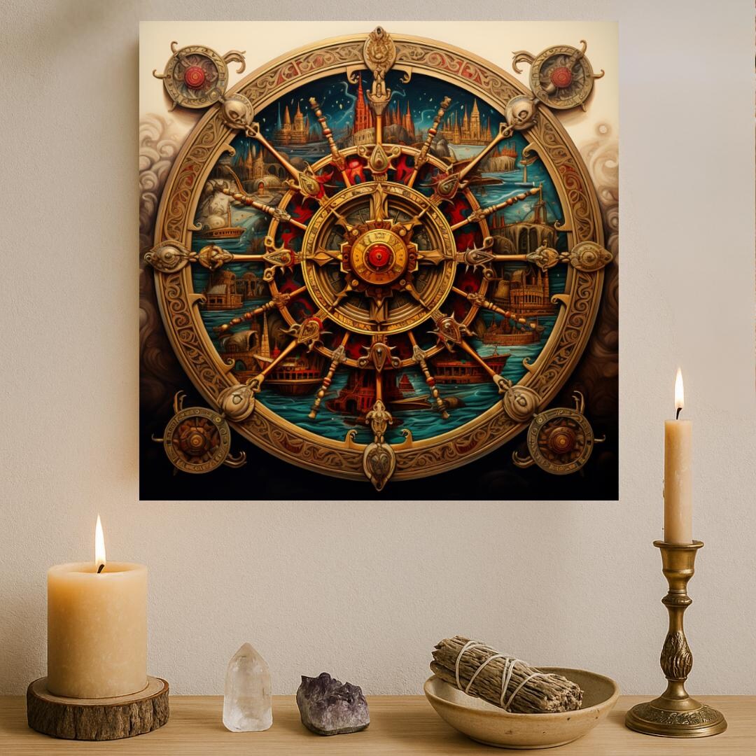Dharma Wheel Digital Download - Spiritual Art Print, Buddhist Symbol ...