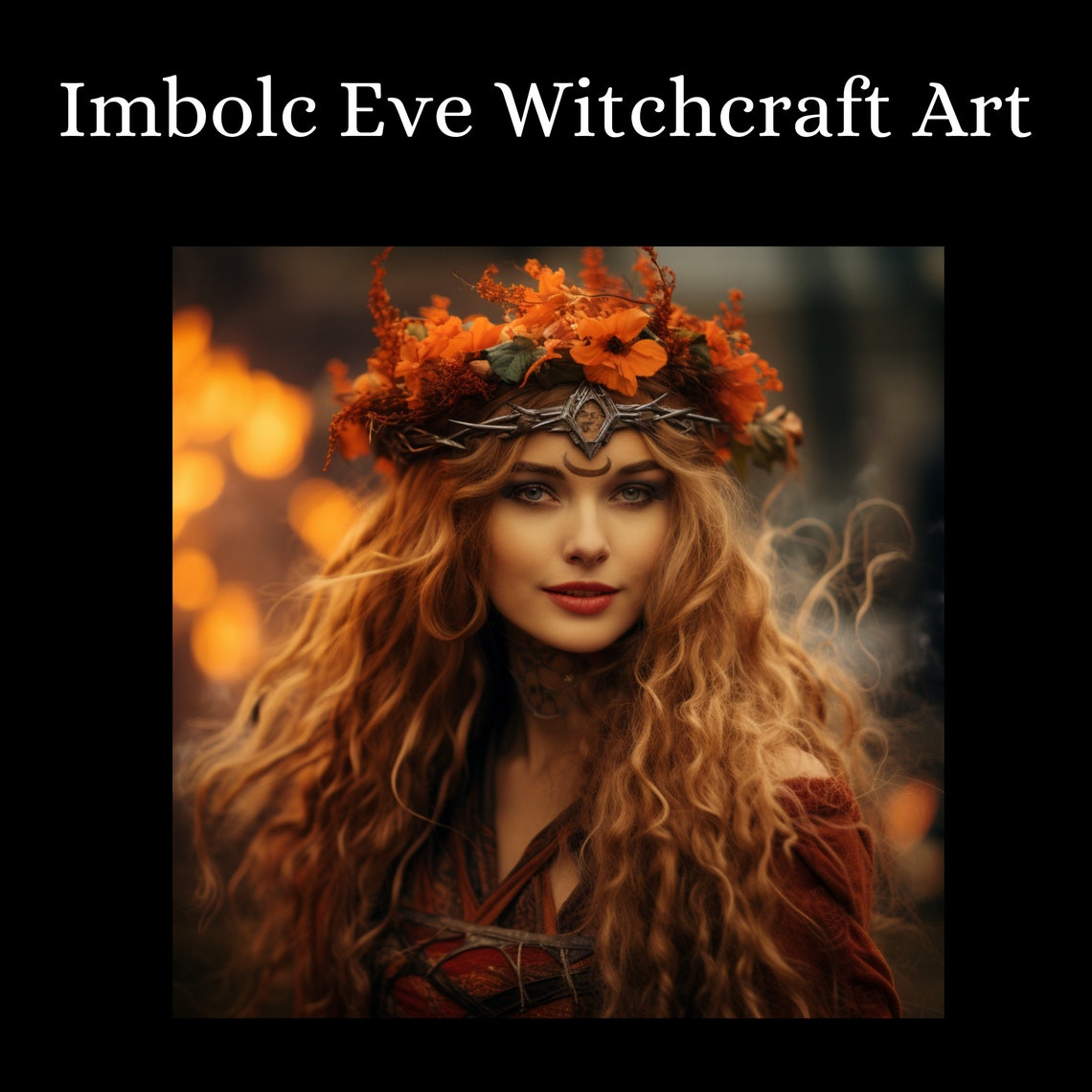 Imbolc Eve Witchcraft Art digital Download Cosmic Witch With Spell ...