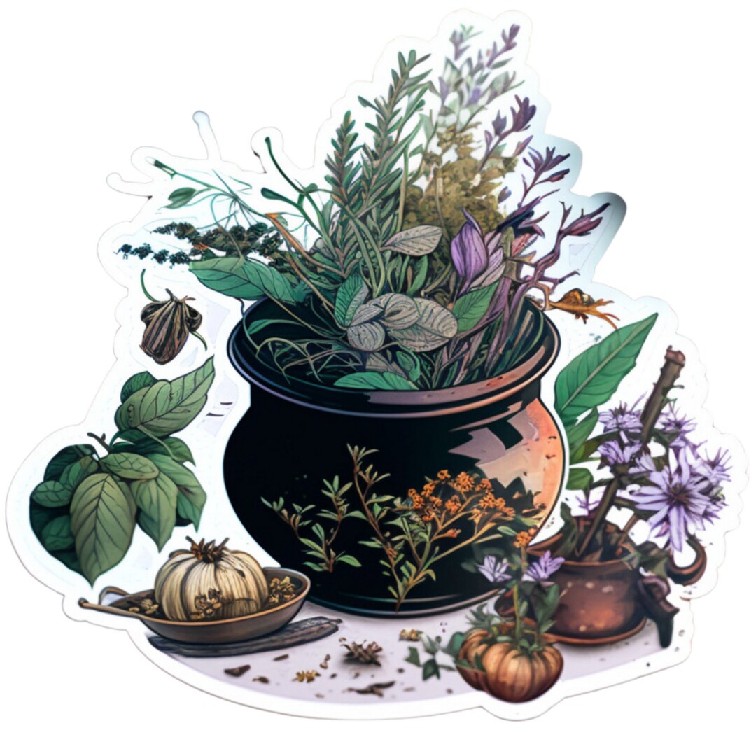 Herbal Witchcraft Cauldron (digital Download) - Witchy Sticker - Etsy