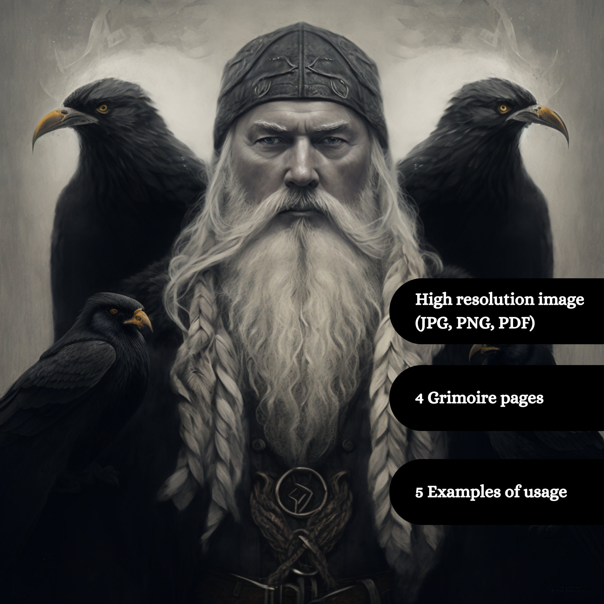 Odin Norse God Art Print digital Download Occult Decor - Etsy