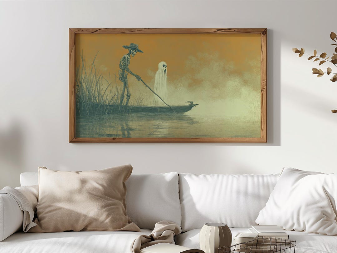 Rustic Skeleton Ghost TV Art, Eerie Frame TV Art Halloween Decor ...