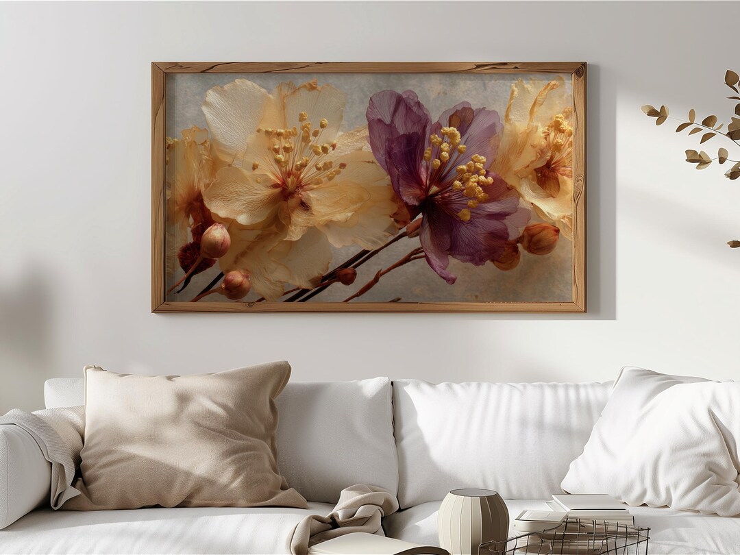 Vintage Pressed Flower TV Art, Archival Style Botanical TV Art ...