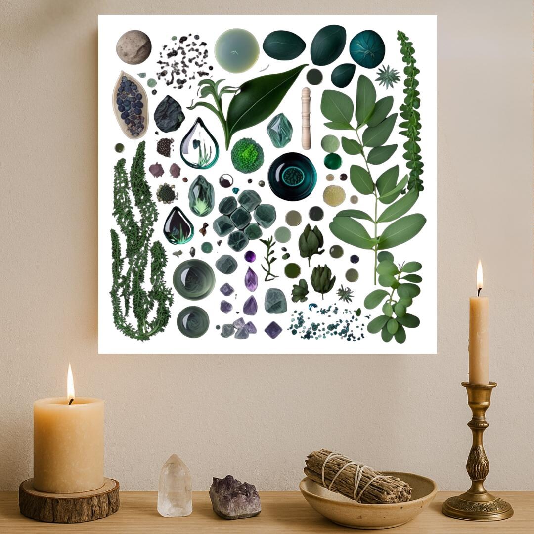 Green Witchery Digital Art Printable - Witchcraft Crystals & Nature ...