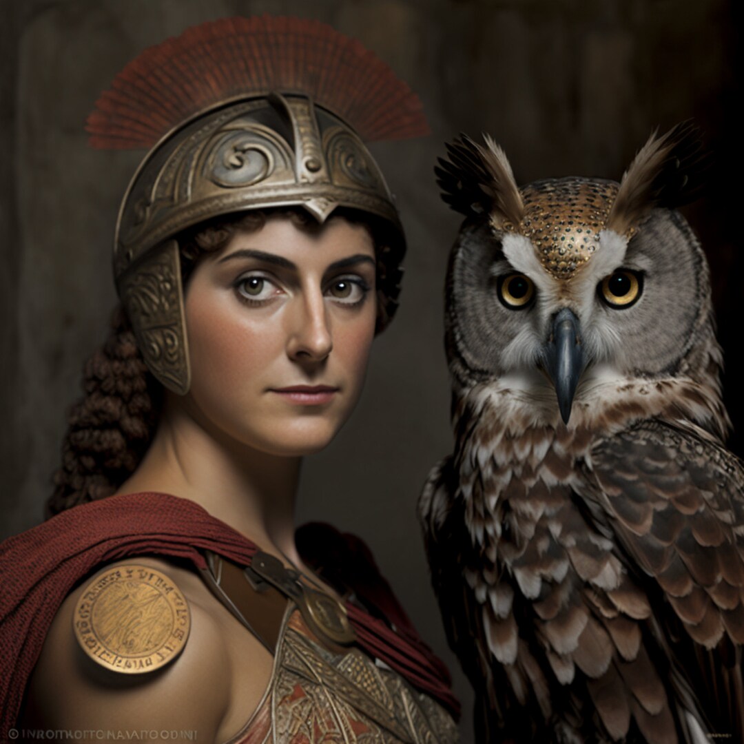 Athena and Owl Art Print digital Download Greek Goddess of Wisdom ...