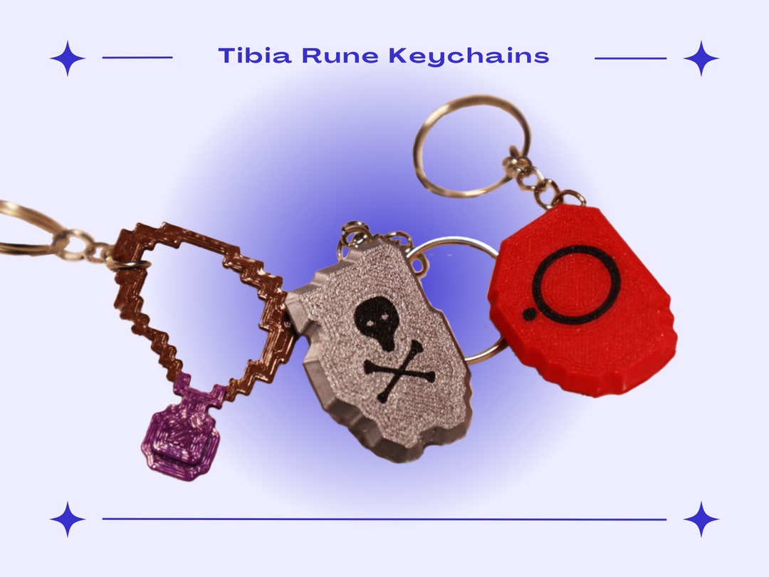 Chaveiros de Runas e Itens do Tibia Impressos em 3D Morte Súbita Grande ...