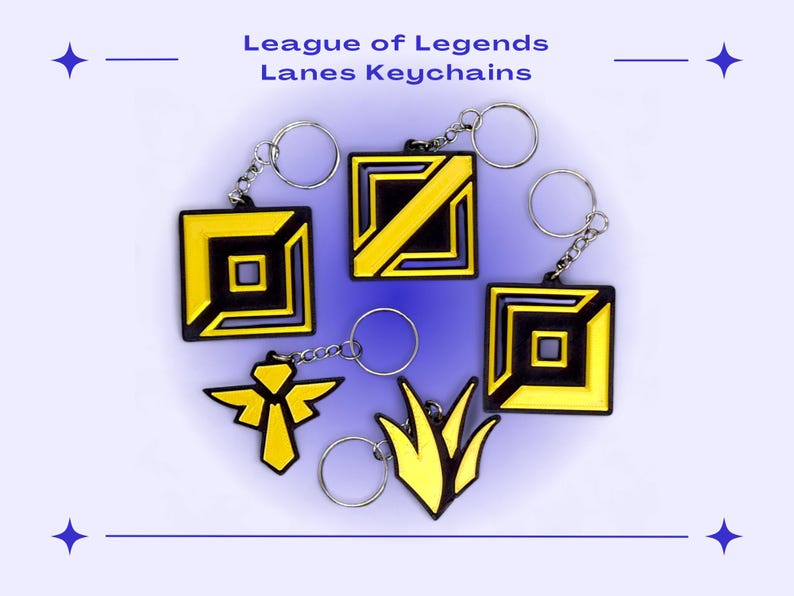 League of Legends Lol Lanes Inspired Keychain Roles Support Jungle ...