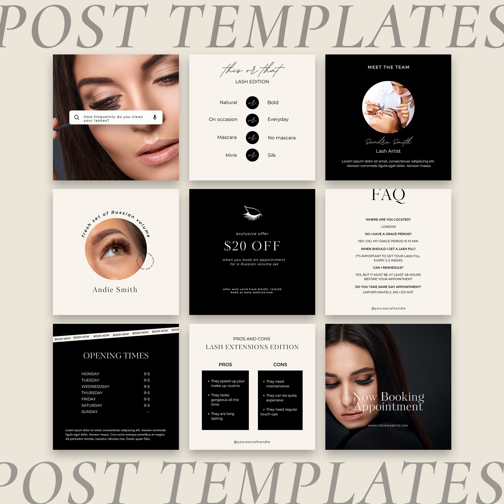 150 Black and White Lash Tech Instagram Posts, Lash Extension Posts ...