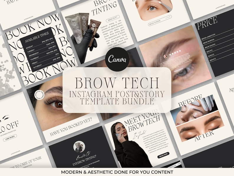 Instagram Templates for Brow Artists,beige Brow Tech Post Templates ...
