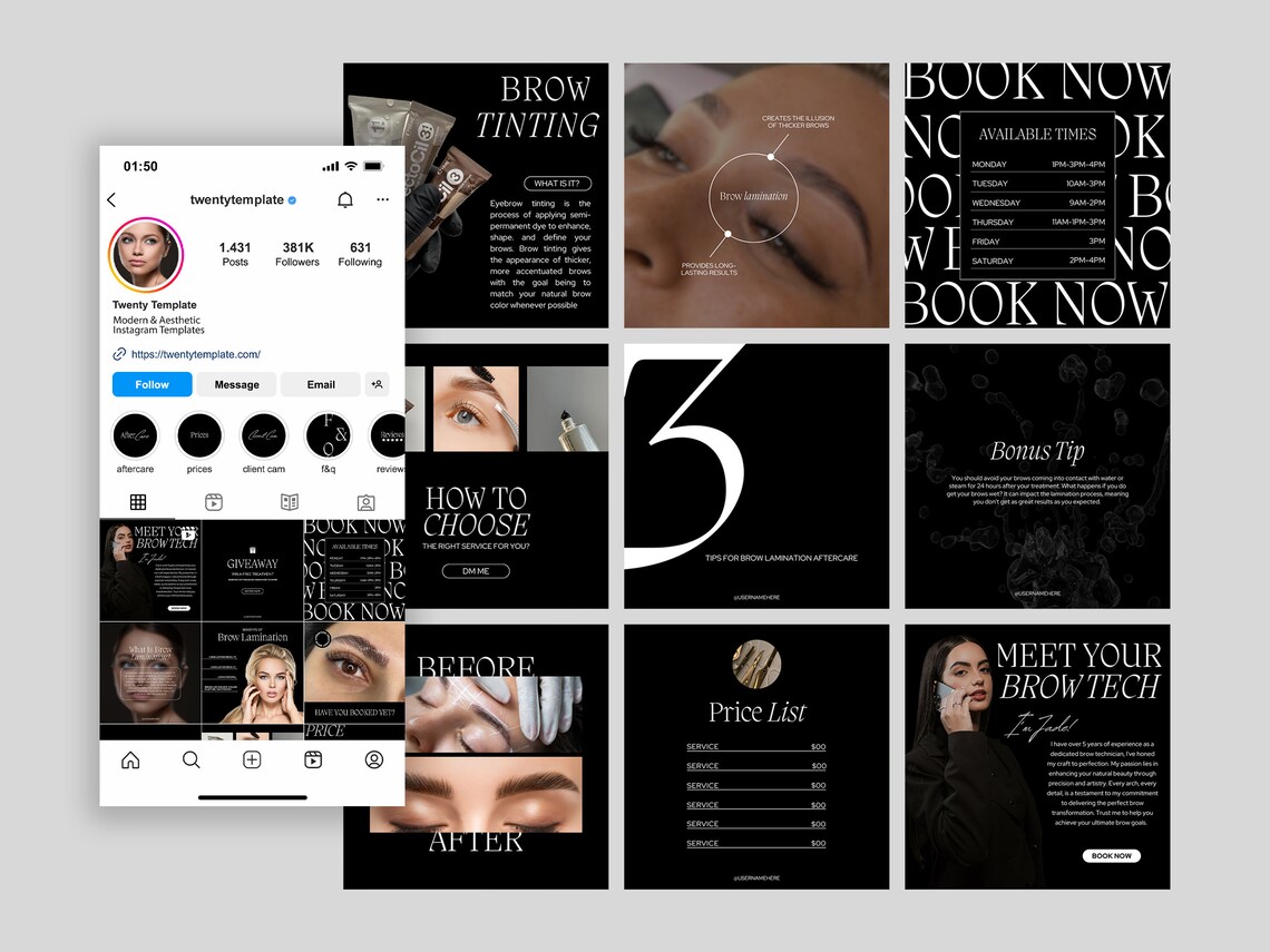 Instagram Templates for Brow Artists ,brow Tech Post Templates Brow ...