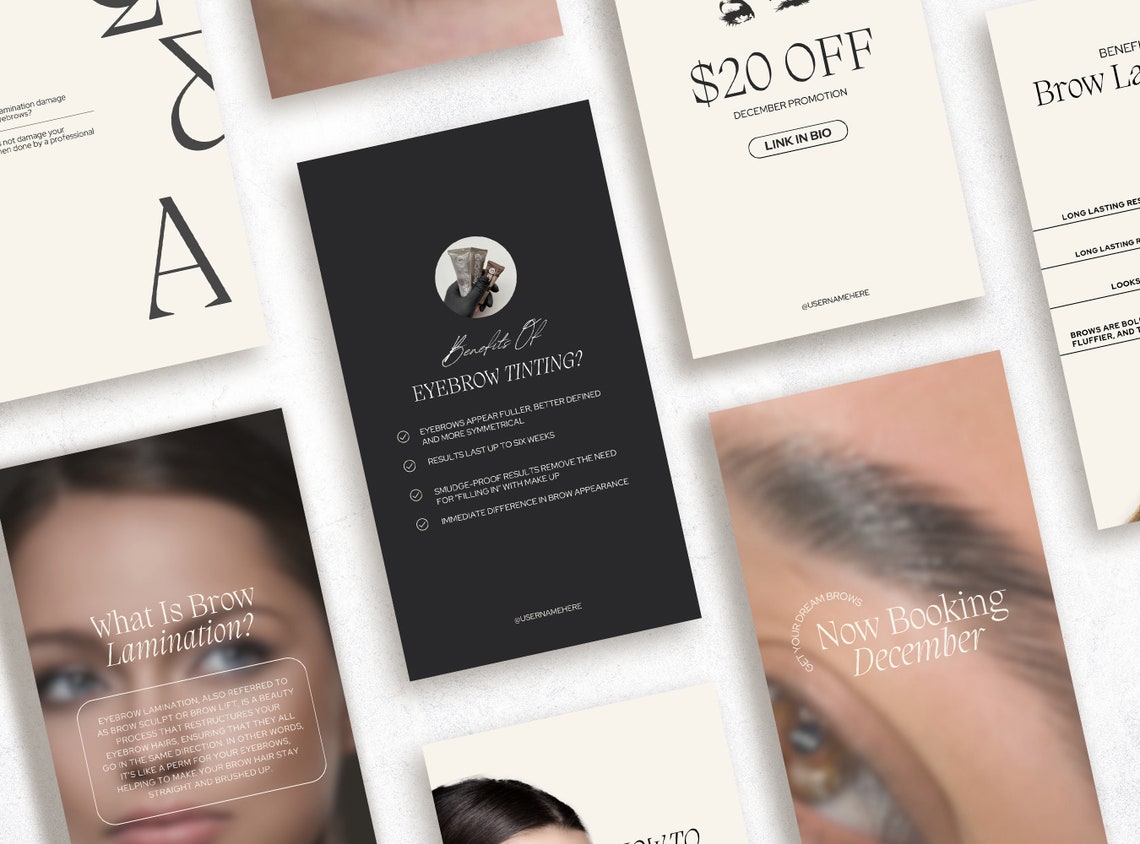 Instagram Templates for Brow Artists,beige Brow Tech Post Templates ...