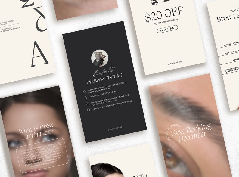 Instagram Templates for Brow Artists,beige Brow Tech Post Templates ...