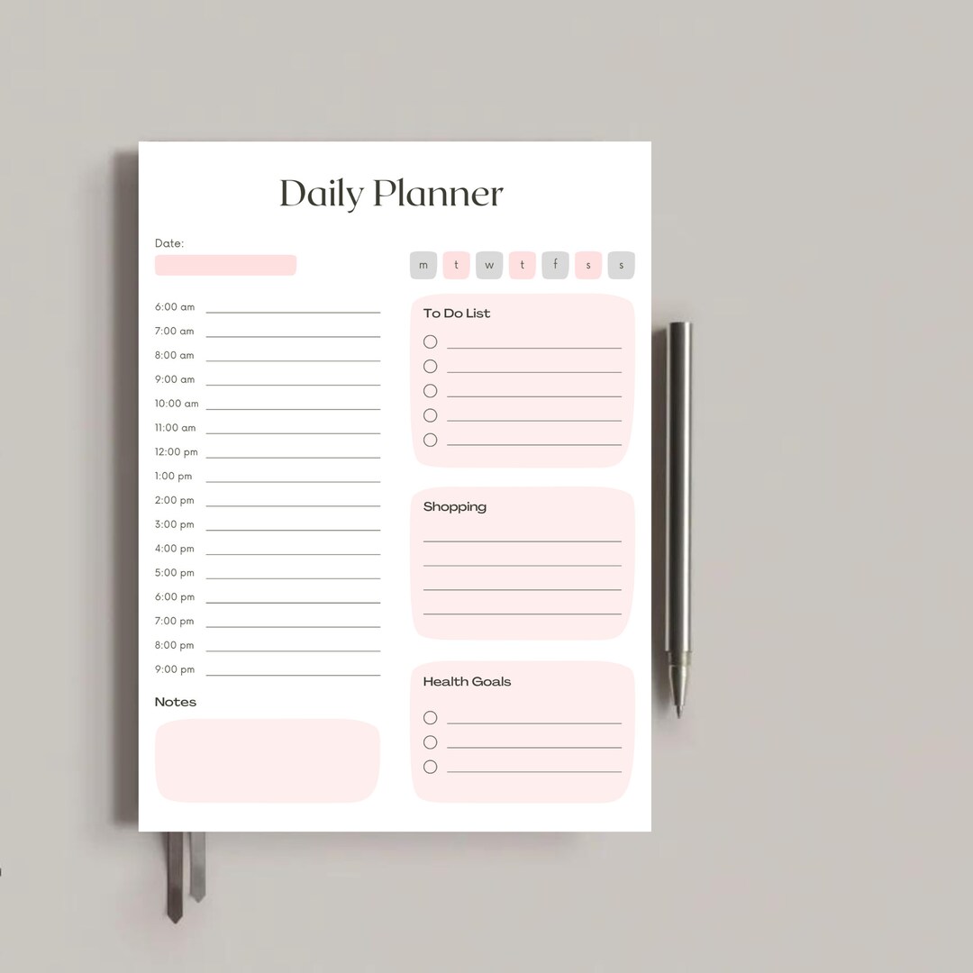 Daily Planner, Personal Planner, Printable Planner, Undated Daily ...