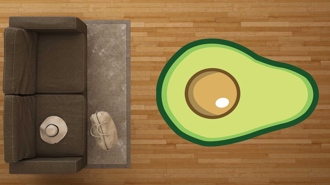 Green Avocado Shaped Rug, Aesthetic Fruit Die-cut Floor Mat, Cute ...
