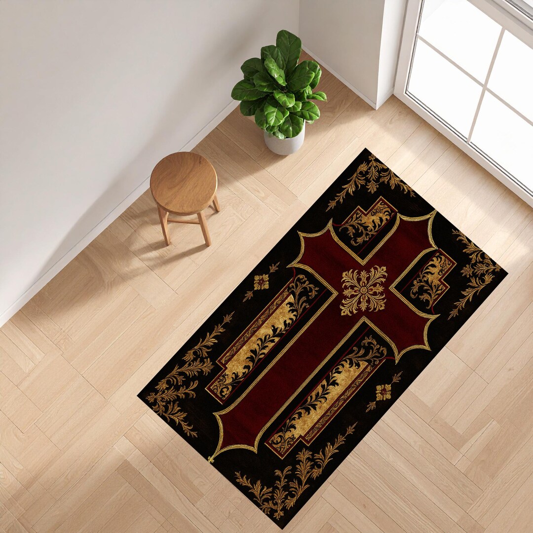 Baroque Cross Prayer Rug, Custom Christian Mat - Etsy