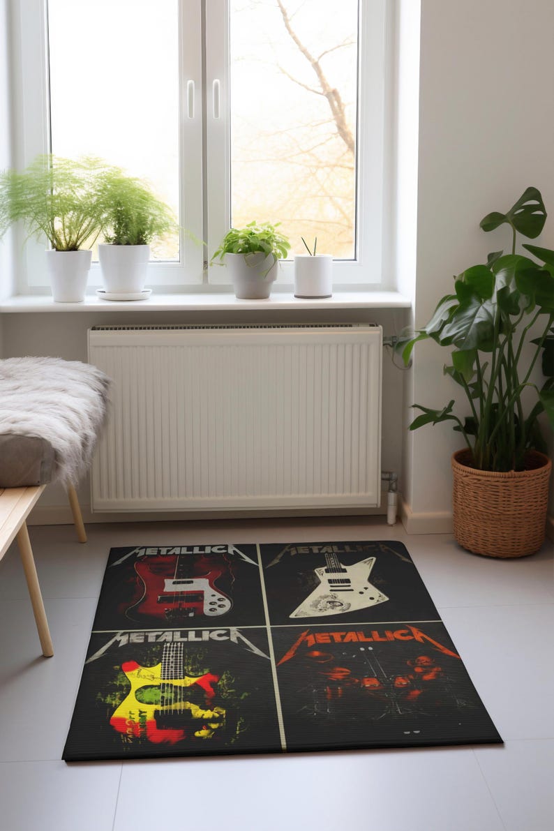 Metallica Rug, Rock Band Carpet, Colorful Swirls, Music Room Decor ...