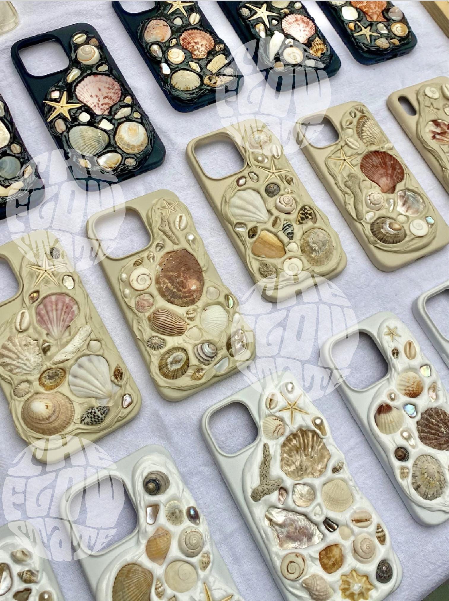 Handmade Sea Shell iPhone Case / Beige White Clear Black / Bespoke ...