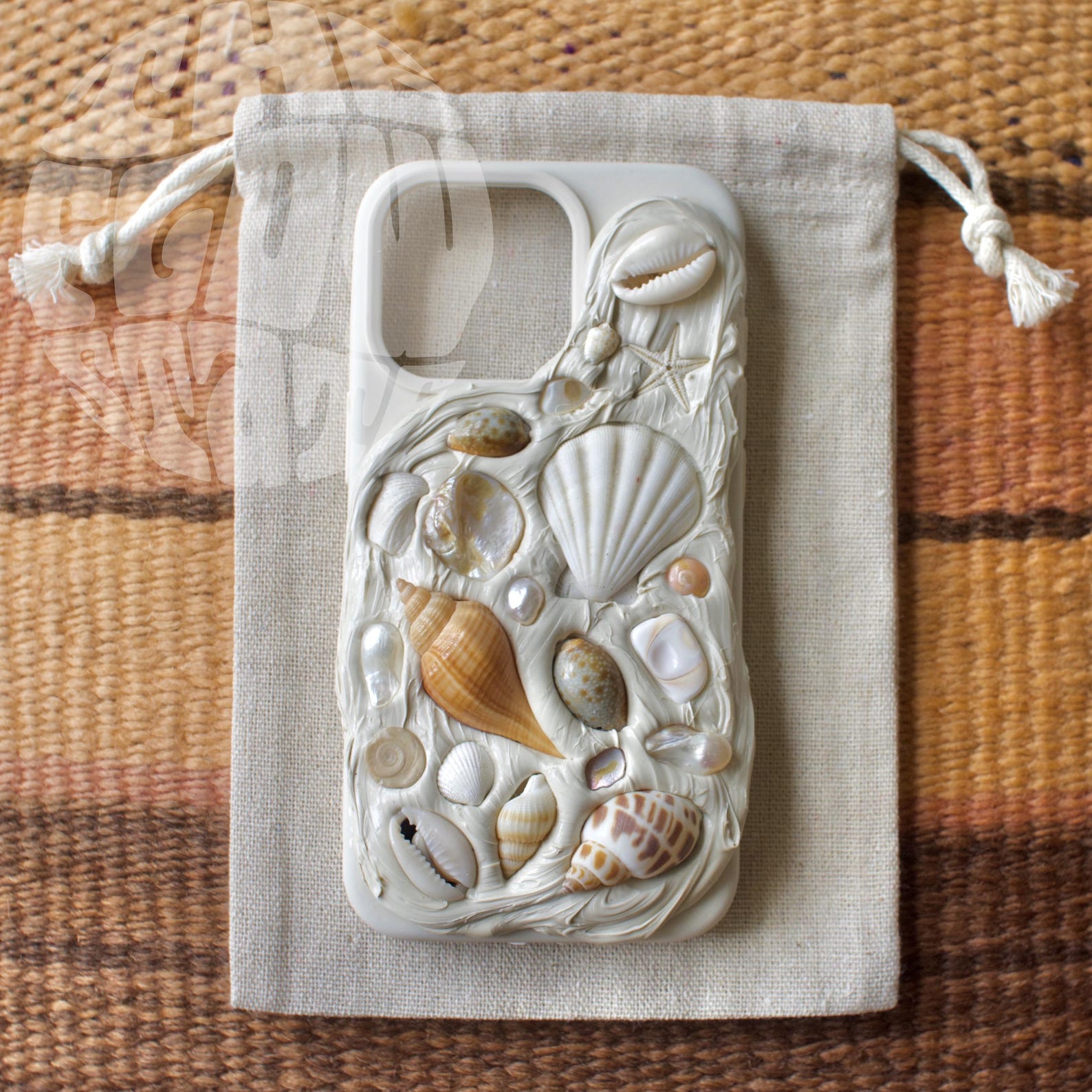 Handmade Sea Shell iPhone Case / Beige Sandy / Bespoke Seashell Cell ...