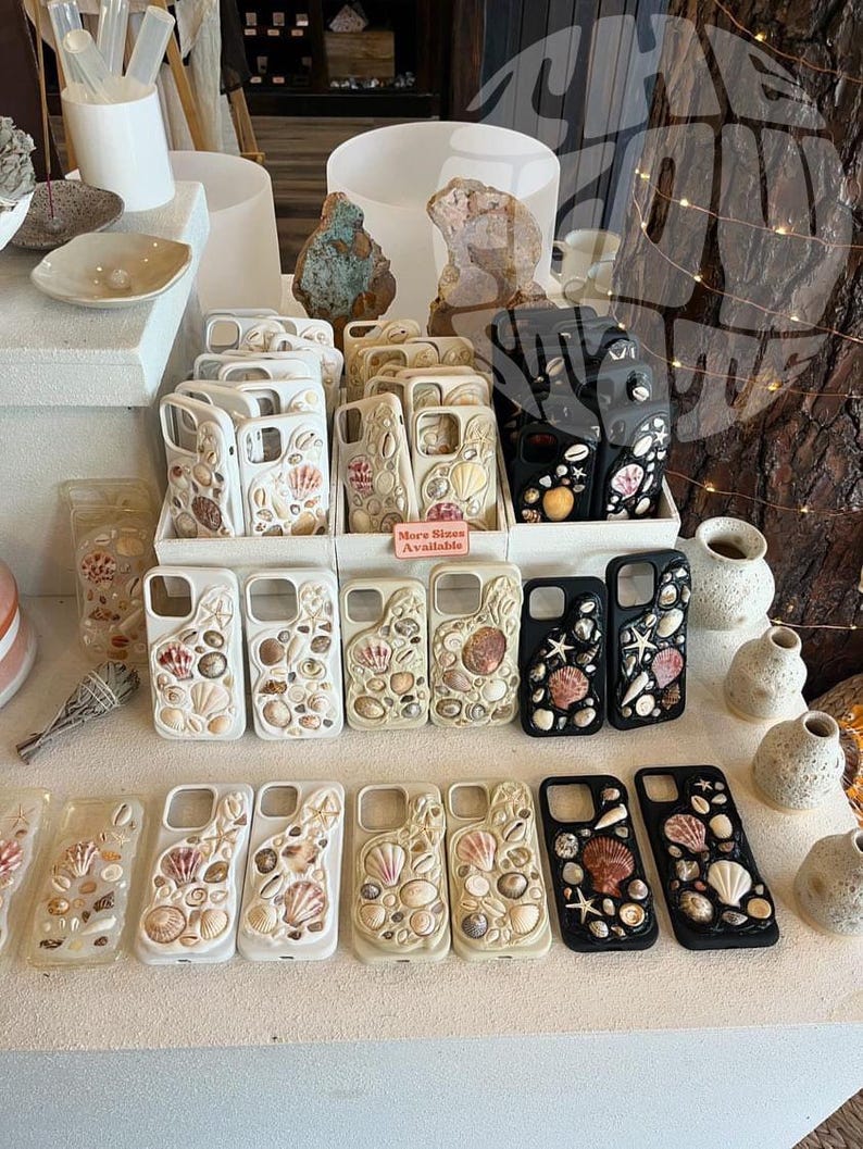 Handmade Sea Shell iPhone Case / Black Charcoal / Bespoke Seashell Cell ...
