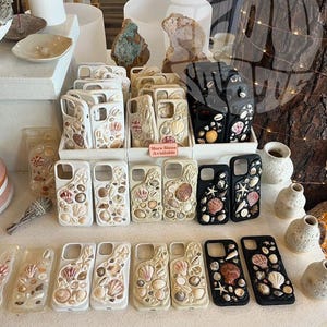 Handmade Sea Shell iPhone Case / Beige White Clear Black / Bespoke ...