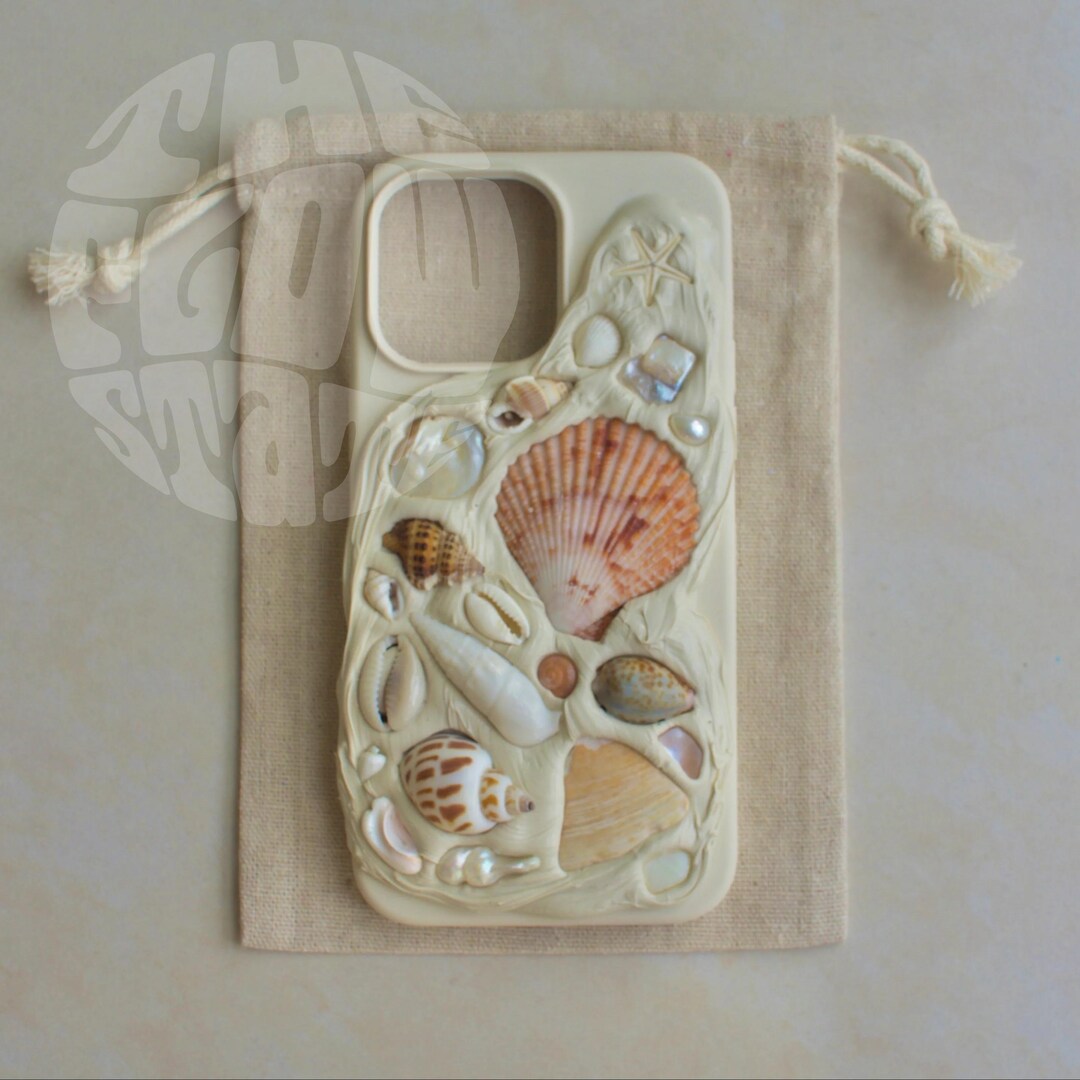 Handmade Sea Shell iPhone Case / Beige Sandy / Bespoke Seashell Cell ...