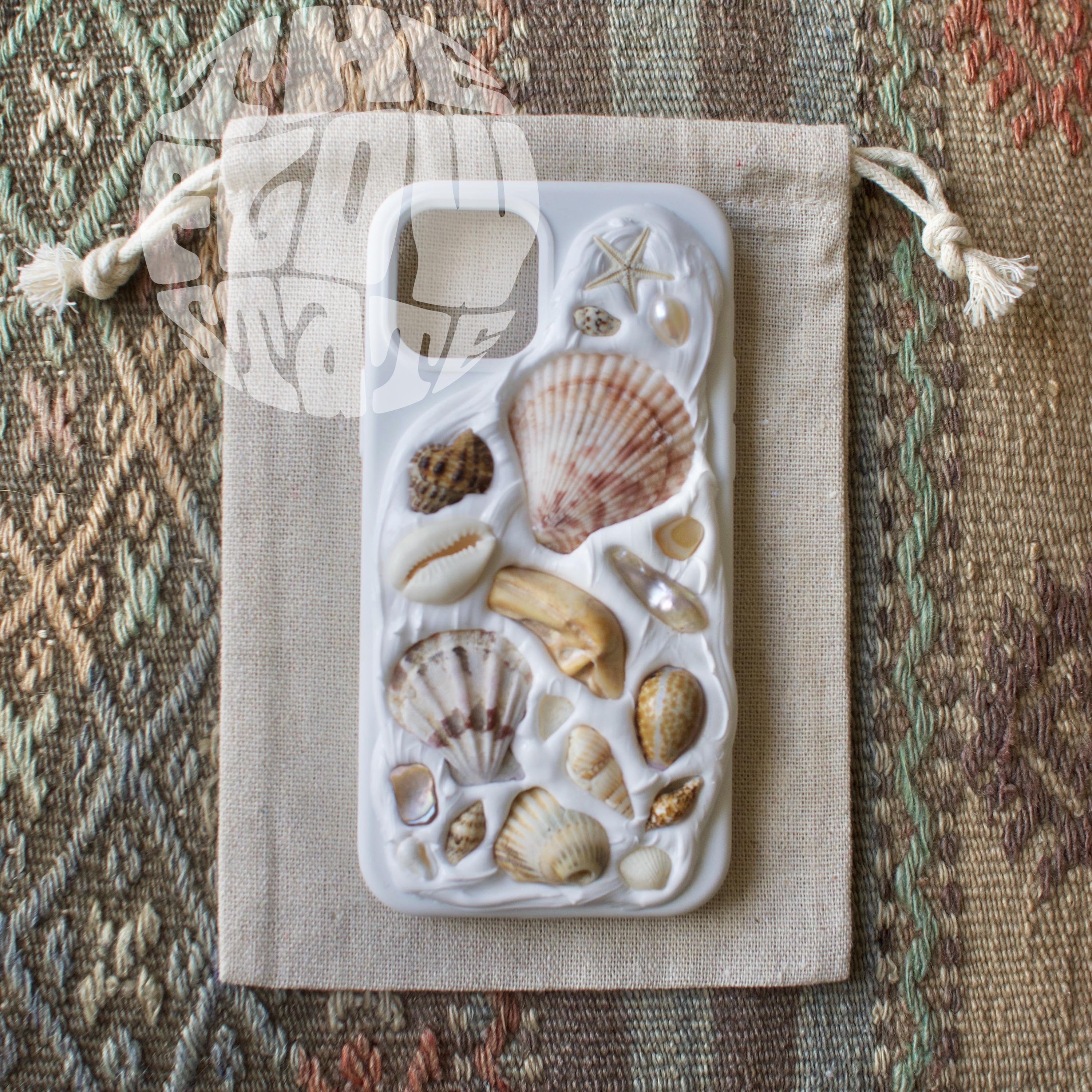 Handmade Sea Shell iPhone Case / White Chalk / Bespoke Seashell Cell ...