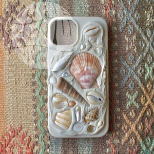 Handmade Sea Shell iPhone Case / Beige Sandy / Bespoke Seashell Cell ...
