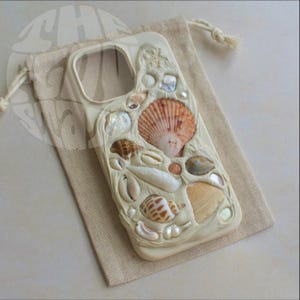 Handmade Sea Shell iPhone Case / Beige Sandy / Bespoke Seashell Cell ...