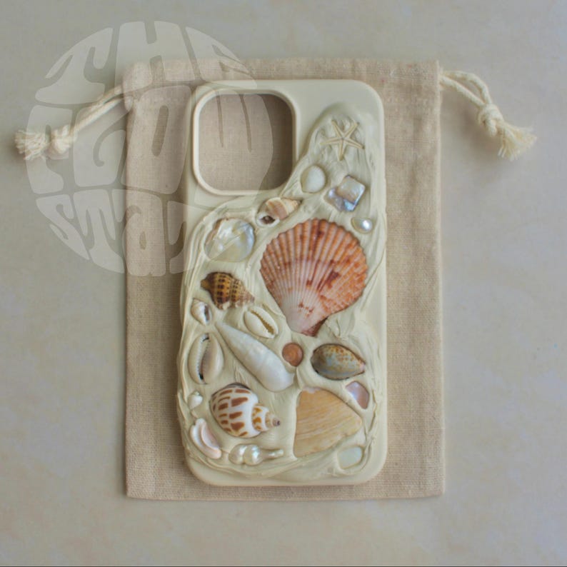 Handmade Sea Shell iPhone Case / Beige White Clear Black / Bespoke ...