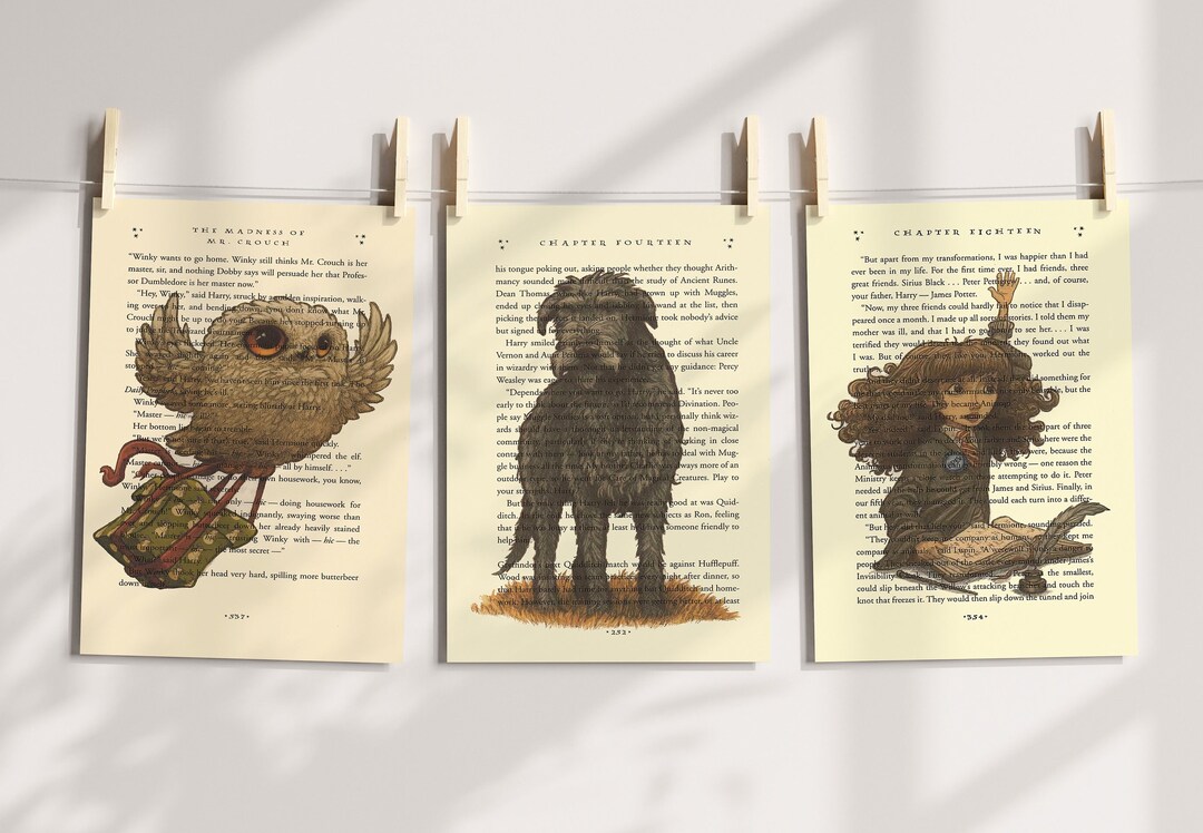 Set of 3 HP Vintage Book Page Printable PDF HP Digital - Etsy
