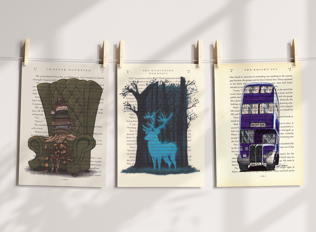 Set of 3 HP Vintage Book Page Printable PDF HP Digital - Etsy