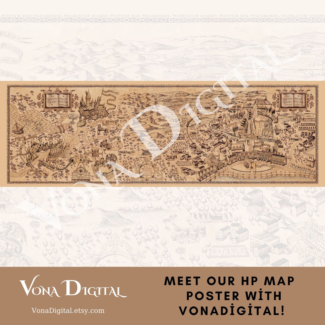 The Wizarding World of Map Printable PDF, HP Map Digital Poster ...
