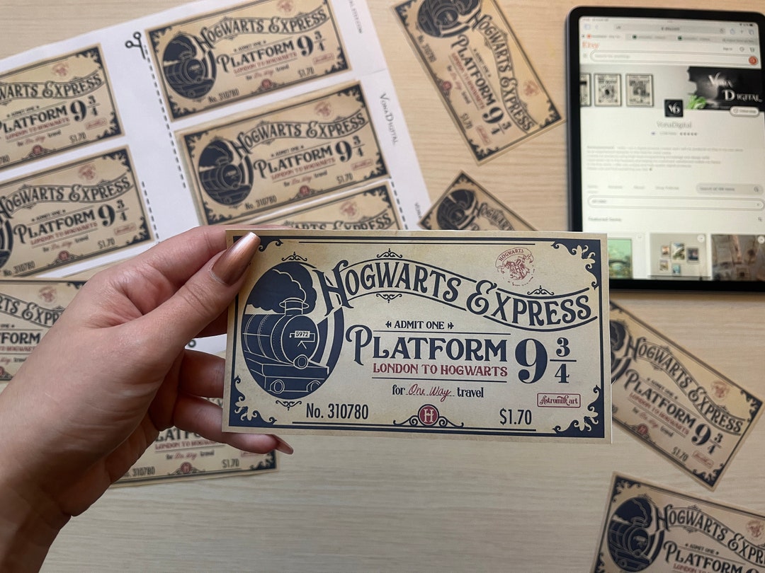 Wizard Train Ticket Printable PDF, HP Platform 9 3/4 Digital Poster, HP ...
