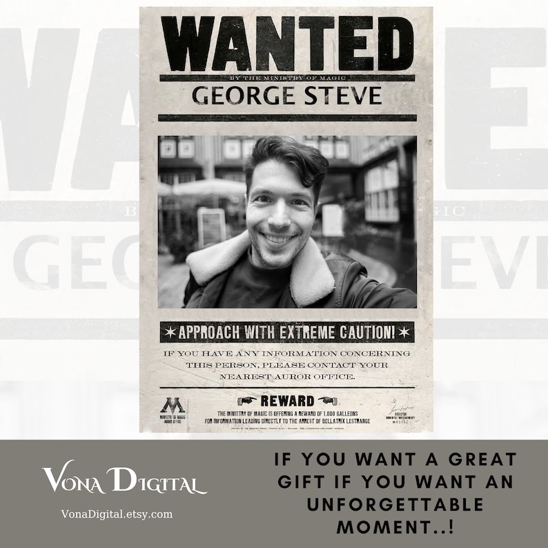 Personalized Wizard Wanted Poster Printable PDF Witch & - Etsy