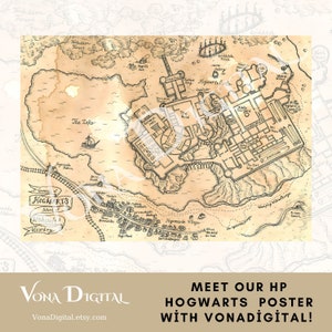 Hogwarts Map Printable PDF, HP Map Digital Poster, Wizard and ...
