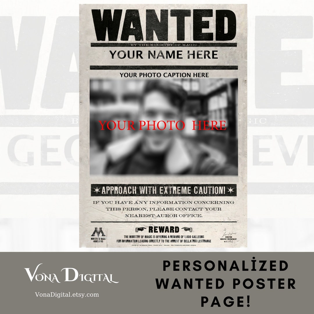 Personalized Wizard Wanted Poster Printable PDF, Witch & Wizard Custom ...