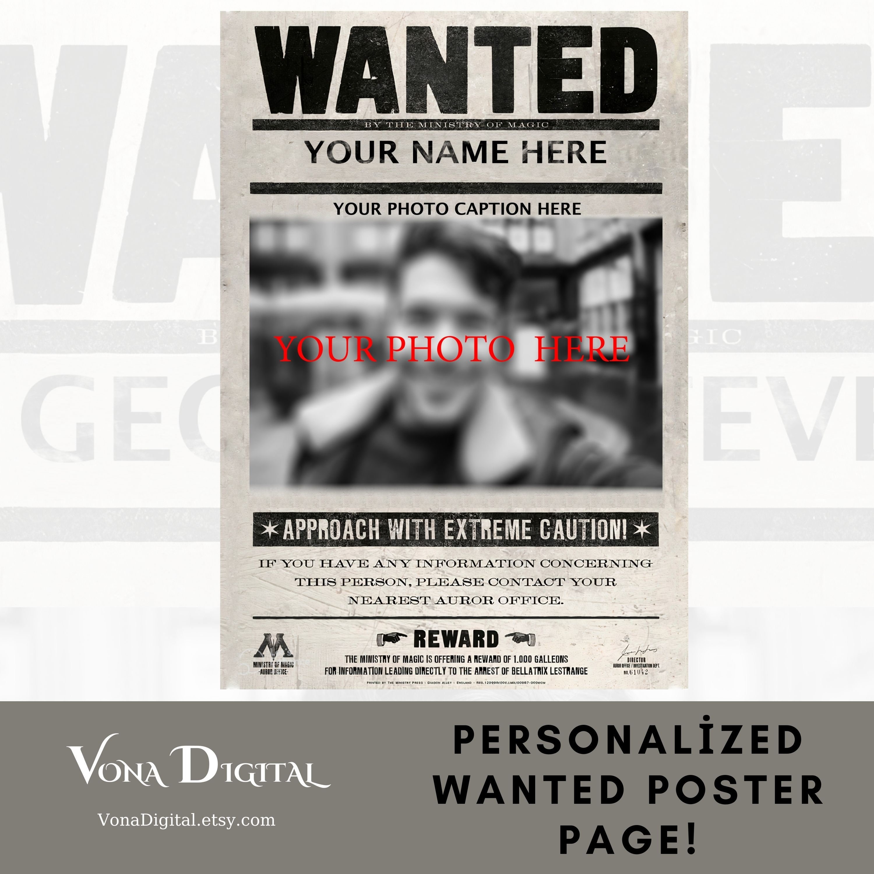 Personalized Wizard Wanted Poster Printable PDF Witch & - Etsy