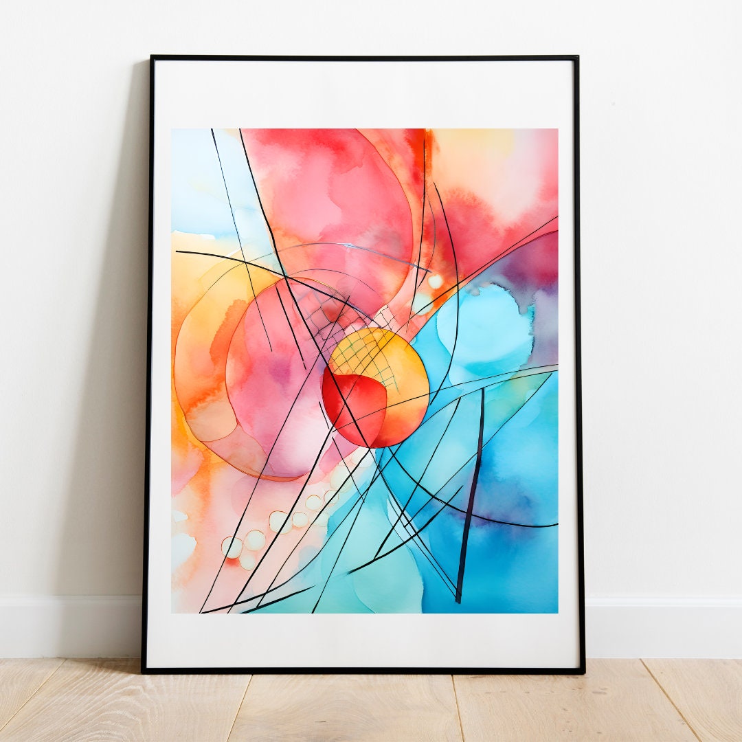 Abstract Micron Pin Sketch With Watercolors Wall Art Canvas - Etsy