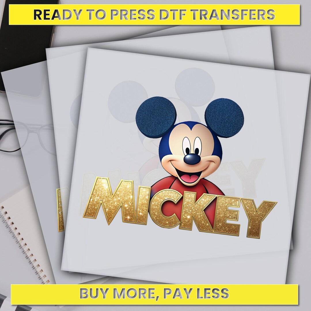 Glitter Effect Mickey Mouse Dtf Transfer, Disney Ready for Press ...