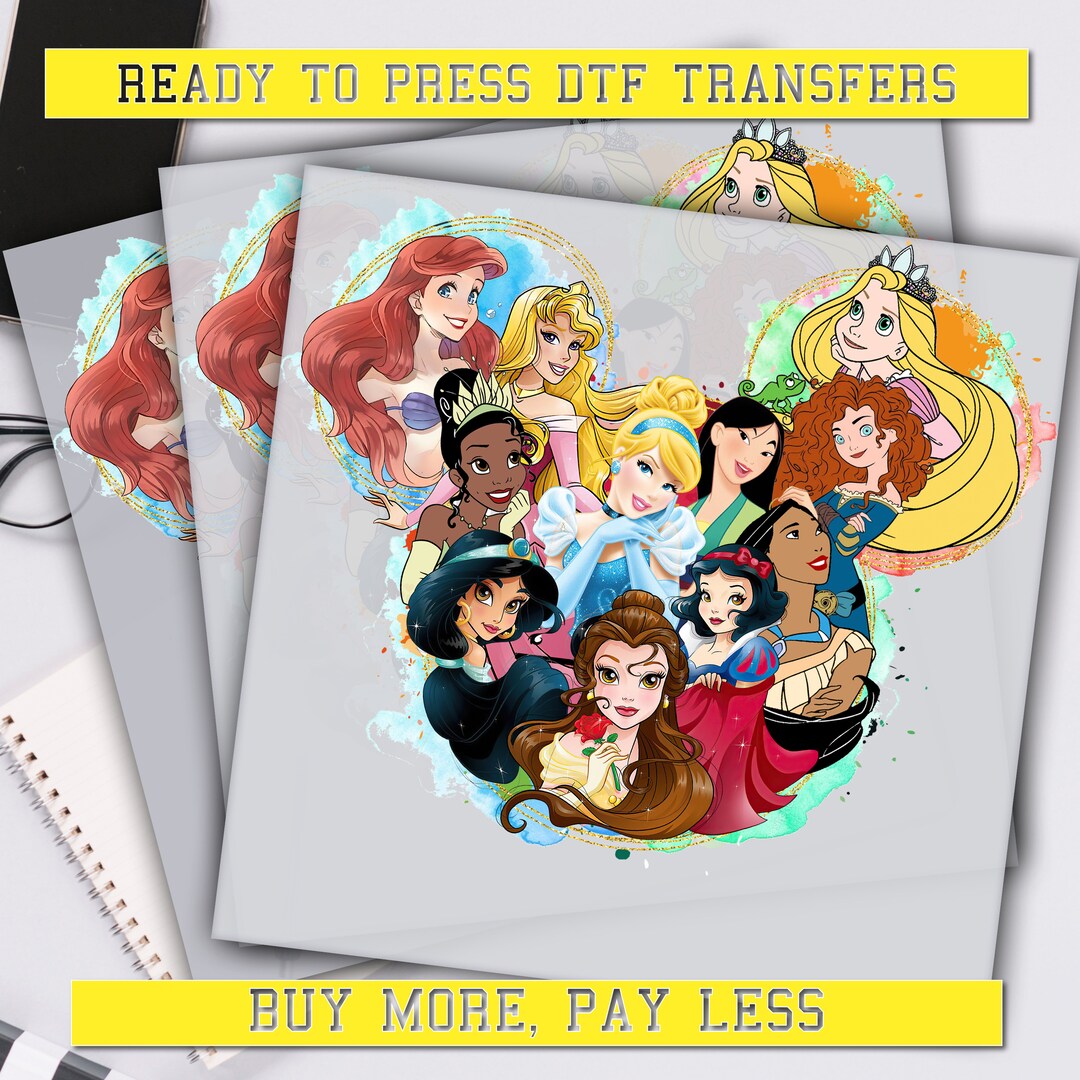 Disney Princess Dtf Transfer, Disney World Ready for Press, Custom Dtf ...