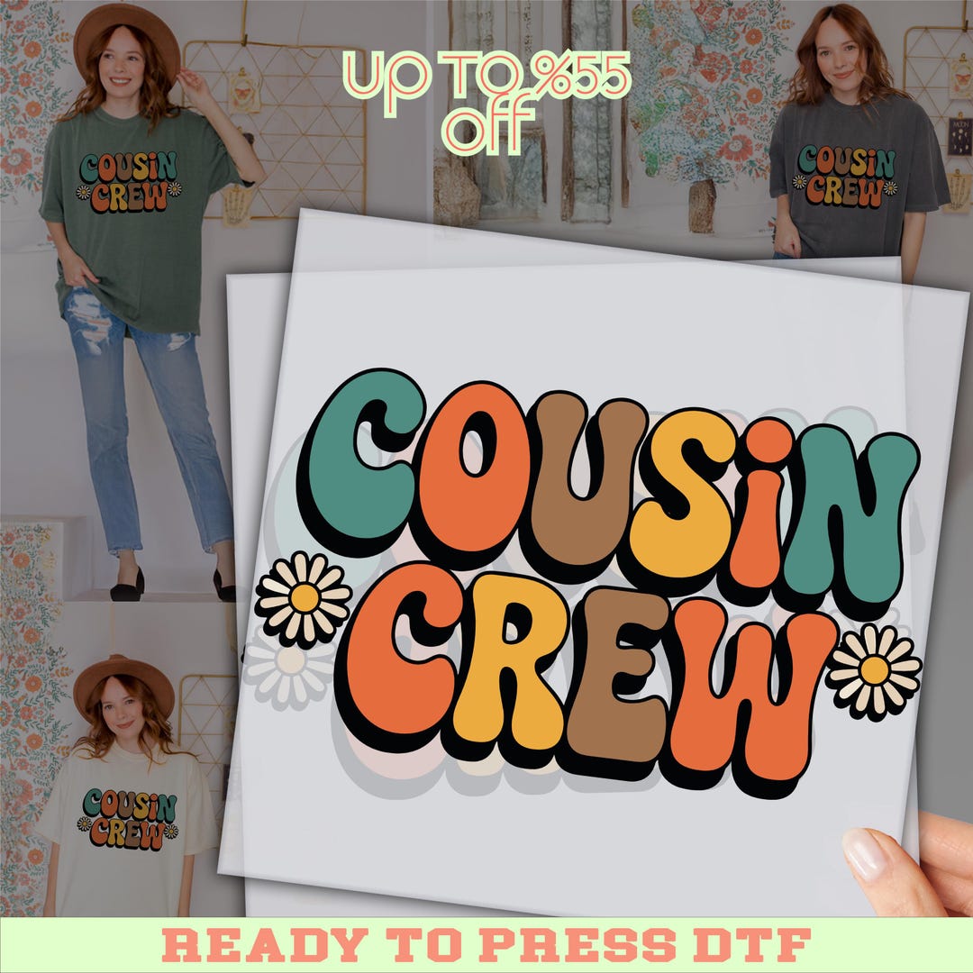 Cousin Crew Retro DTF, Matching Cousins Shirt Design, Groovy Family ...