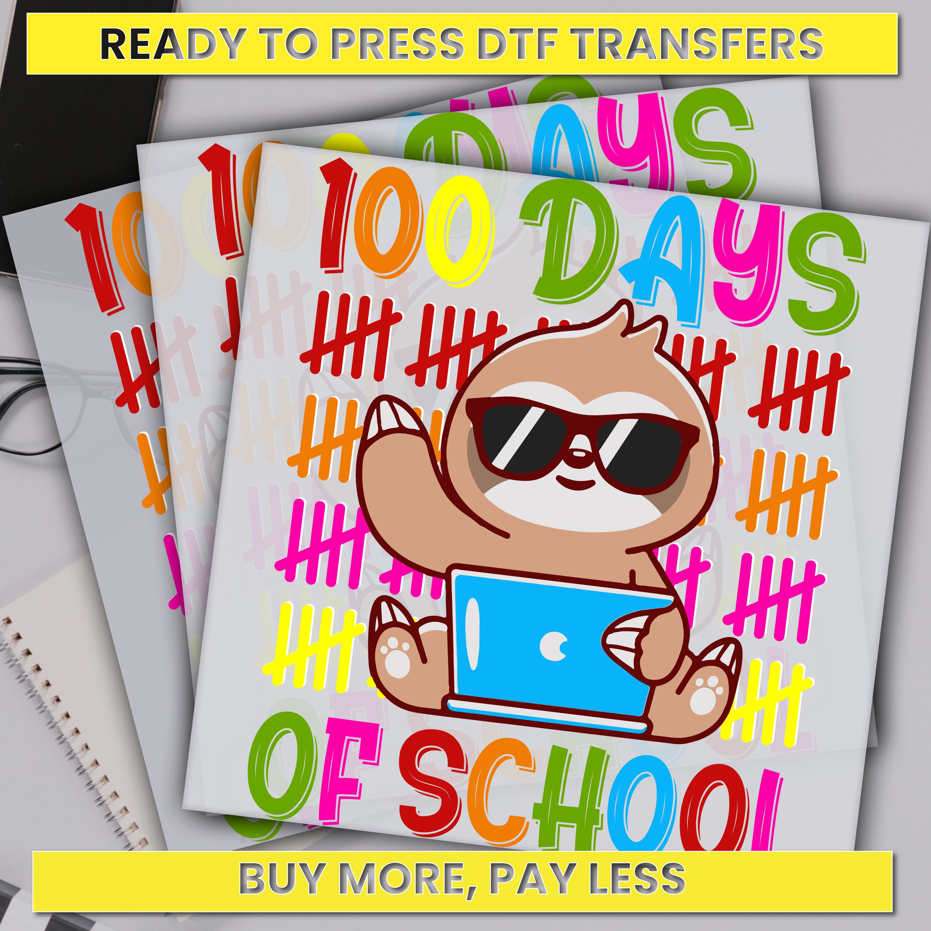 100 Days of School, 100th Day of School Dtf Transfer, Ready for Press ...